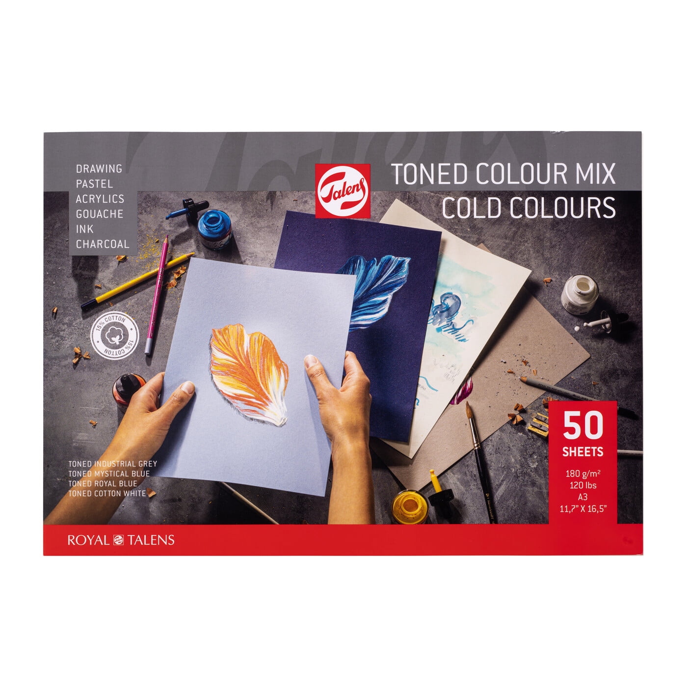 ROYAL TALENS TONED PAPER PAD MIX COLD, 180GSM, 50 SHEETS