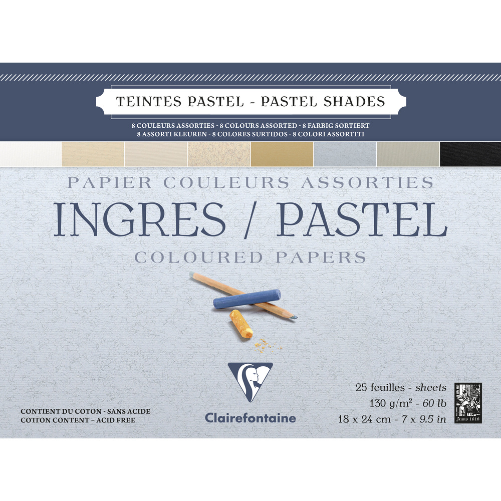 CLAIREFONTAINE INGRES PASTEL PAPER, 130GSM, 25 SHEETS