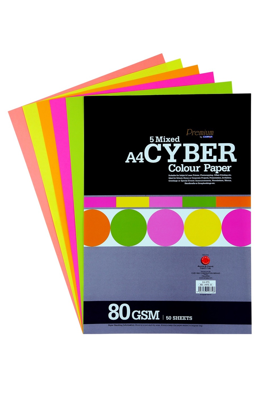 CAMPAP PREMIUM CYBER COLOR PAPER PACK, 80GSM, A4, 50S