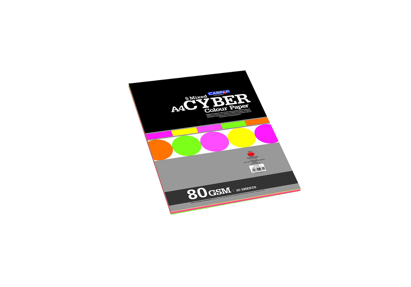 CAMPAP PREMIUM CYBER COLOR PAPER PACK, 80GSM, A4, 50S