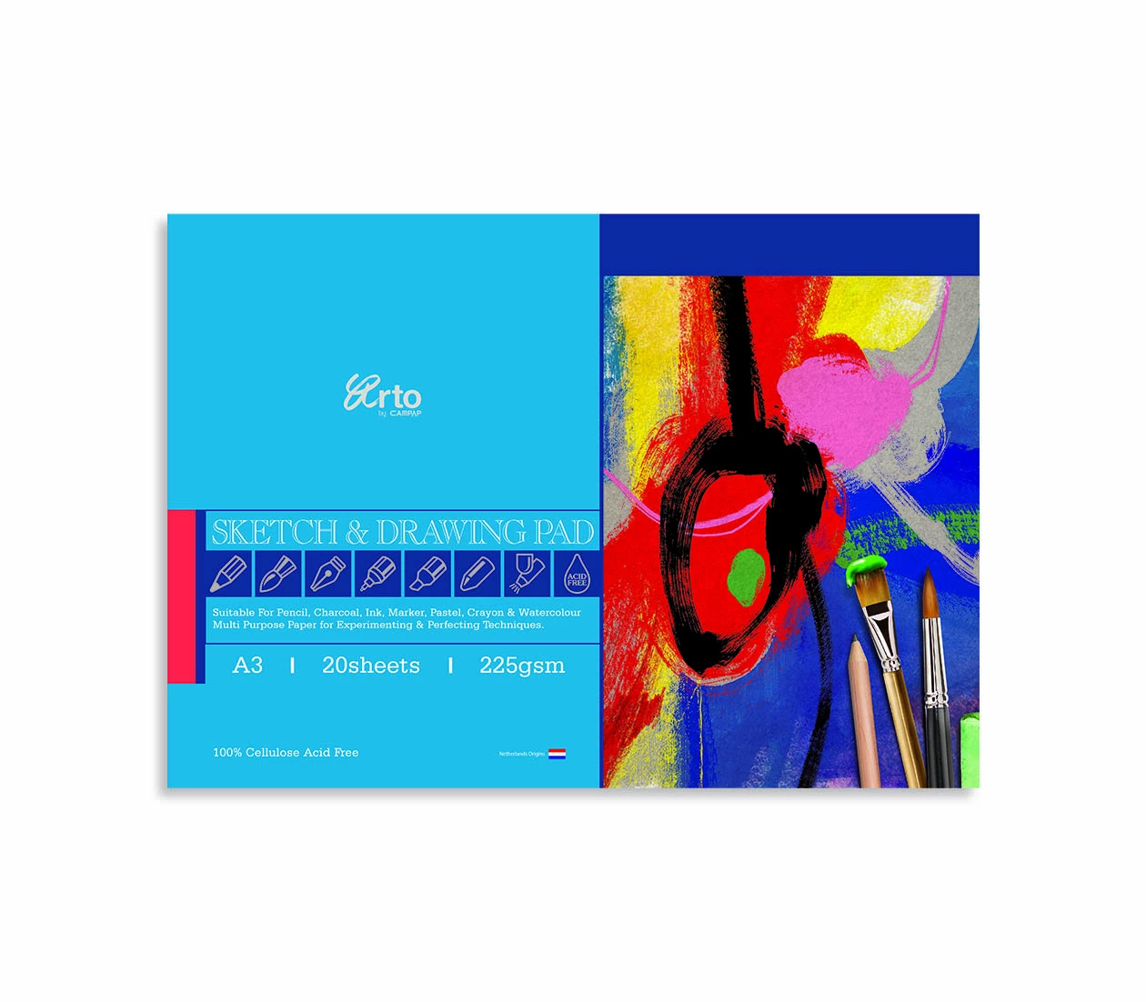 CAMPAP SKETCH & DRAWING PAPER PAD, 225GSM, A3, 20S
