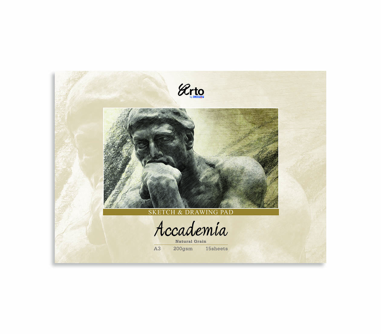CAMPAP ACCADEMIA SKETCH & DRAWING PAPER PAD, NATURAL GRAIN, 200GSM, A3, 15S