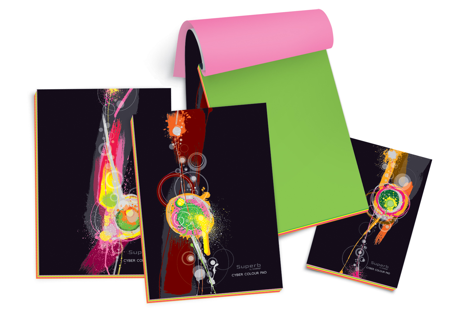 CAMPAP PREMIUM CYBER COLOR PAPER PAD, 5 MIXED COLORS, 80GSM, A4, 80S