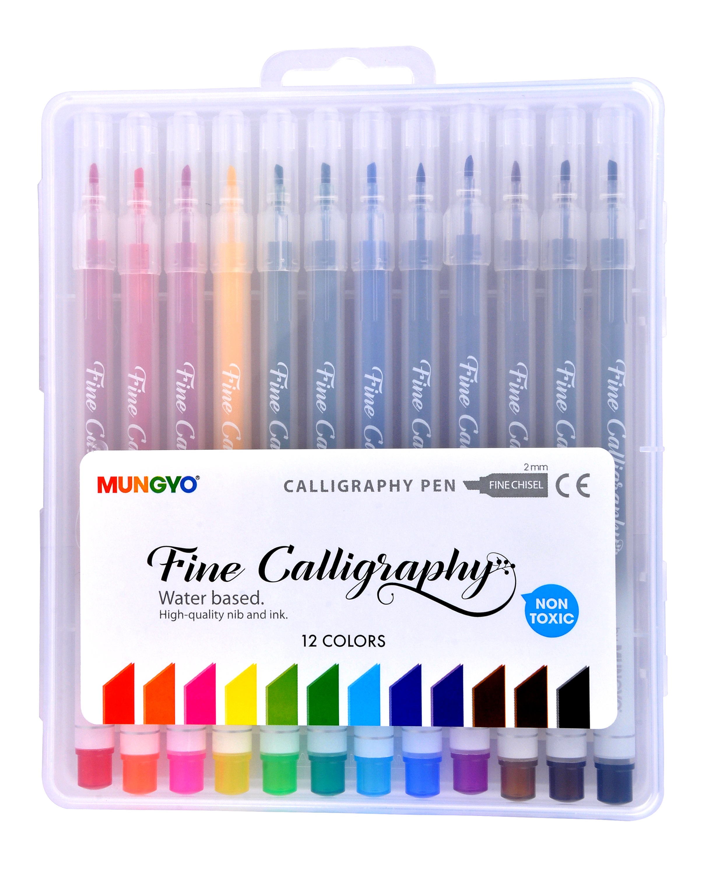 MUNGYO FINE CALLIGRAPHY PENS SET OF 12 ASSORTED COLORS IN TRAVEL CASE MUNGYO FINE CALLIGRAPHY PENS SET OF 12 ASSORTED COLORS IN TRAVEL CASE