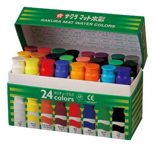 Sakura Mat Water Colors – 24 Colour Set, 12ml Tubes, Made in Japan