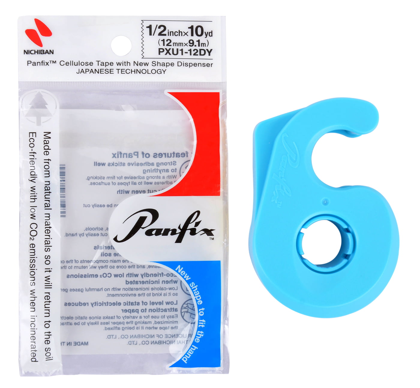 PANFIX CT FIT CELLULOSE TAPE DISPENSER 1/2 X 10YARDS BLUE